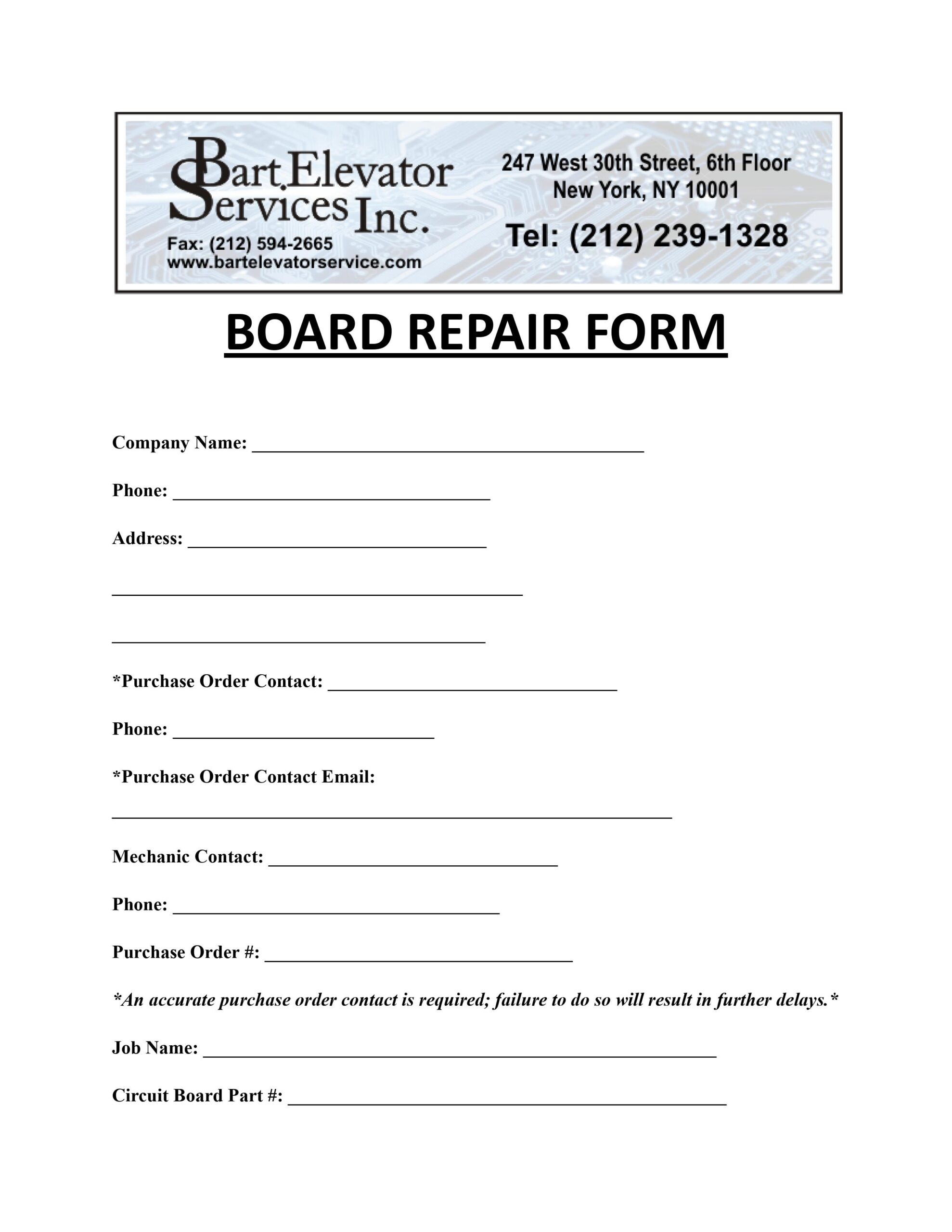 Board Repair Form
